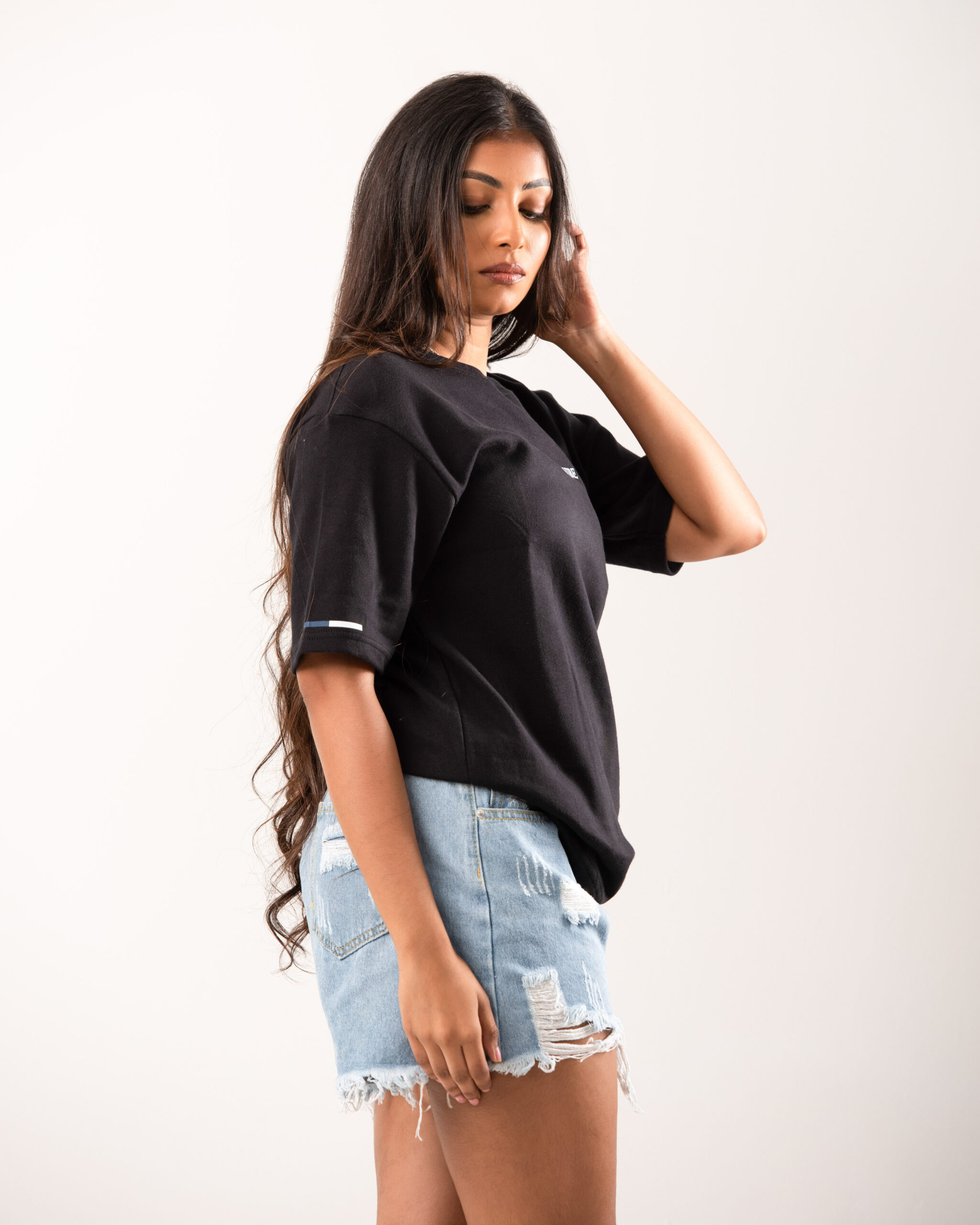 Girls over size T shirt Wear Your vibe - High build Print Black - Genevibes